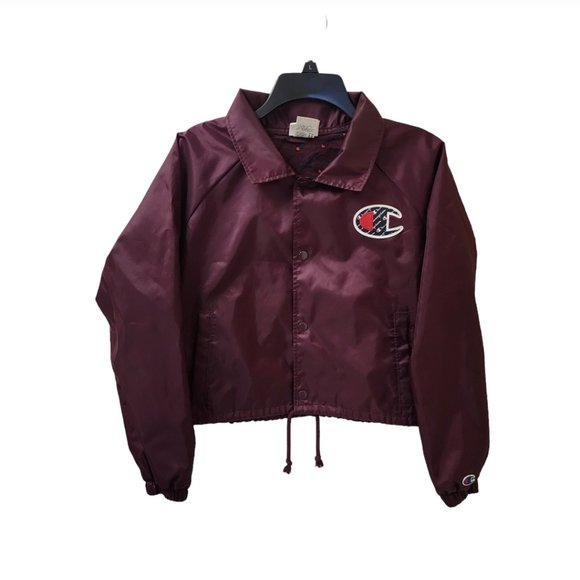 Champion | Jackets & Coats | Champion Burgundy Maroon Snap Front ...